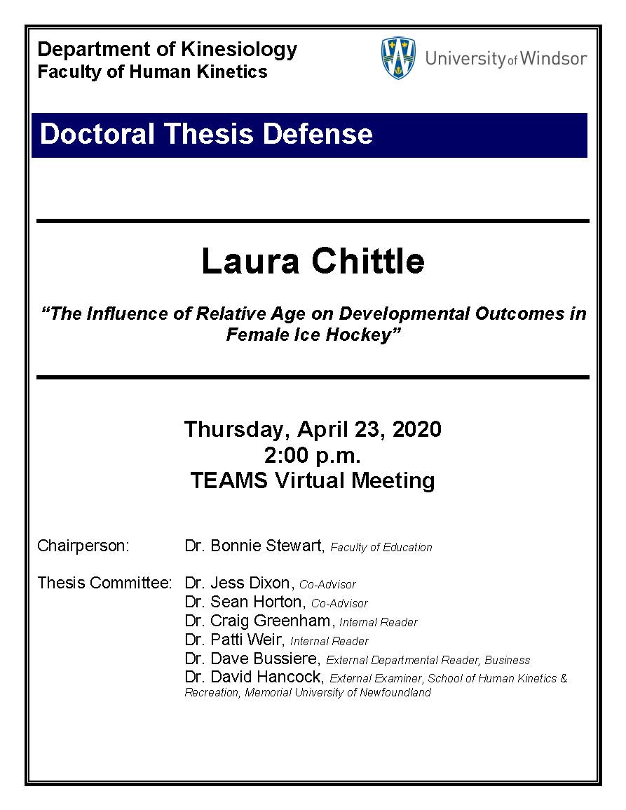 Laura Chittle, Doctoral Thesis Defense, “The Influence of Relative Age ...