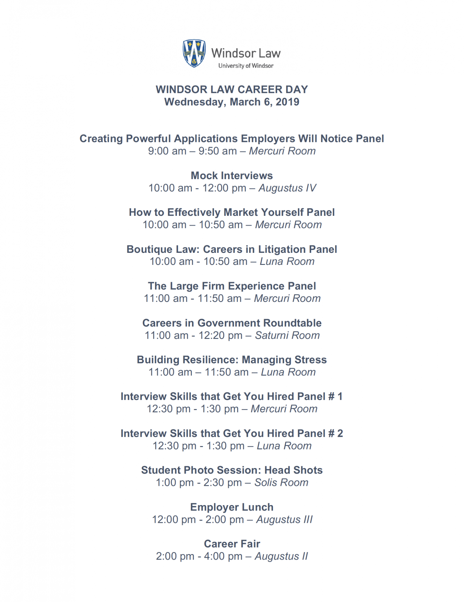 Windsor Law Career Day | Faculty of Law