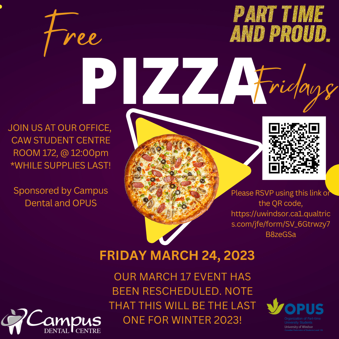 Free Pizza Fridays in the OPUS Lounge! | Organization of Part-time ...