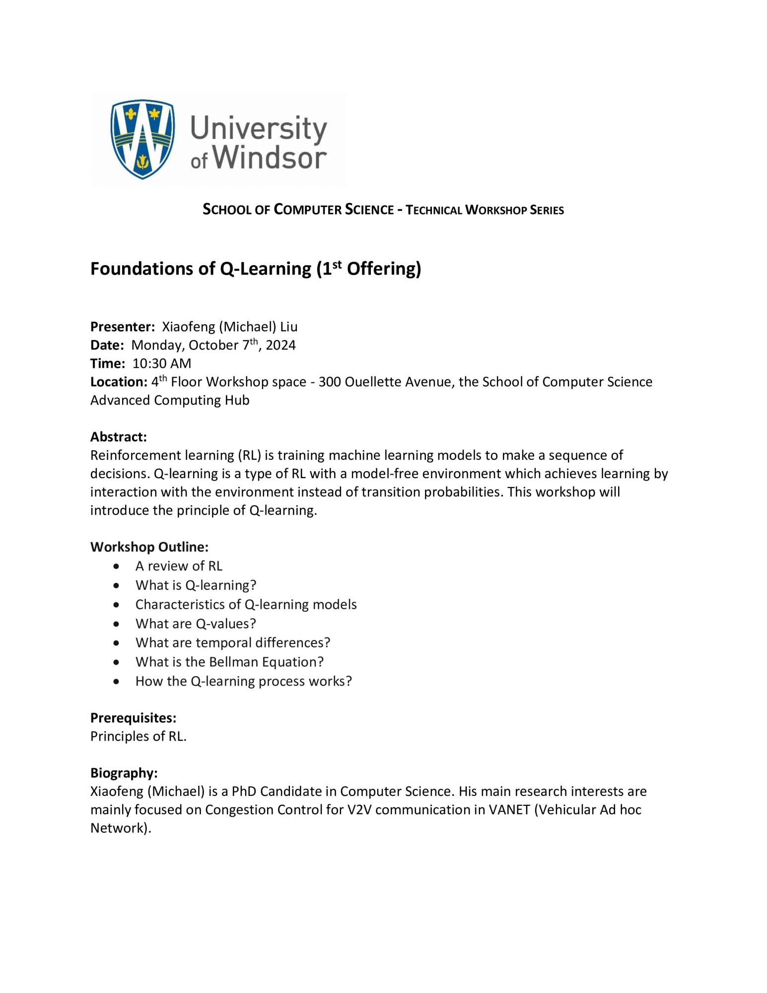 Technical Workshop - Foundations of Q-Learning (1st Offering) by ...