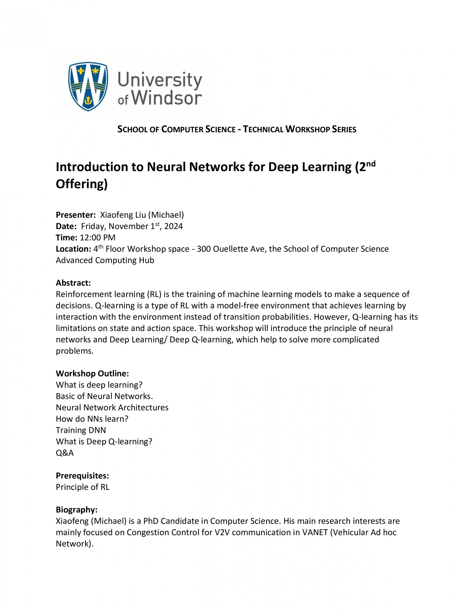 Technical Workshop - Introduction to Neural Networks for Deep Learning (2nd Offering) by ...