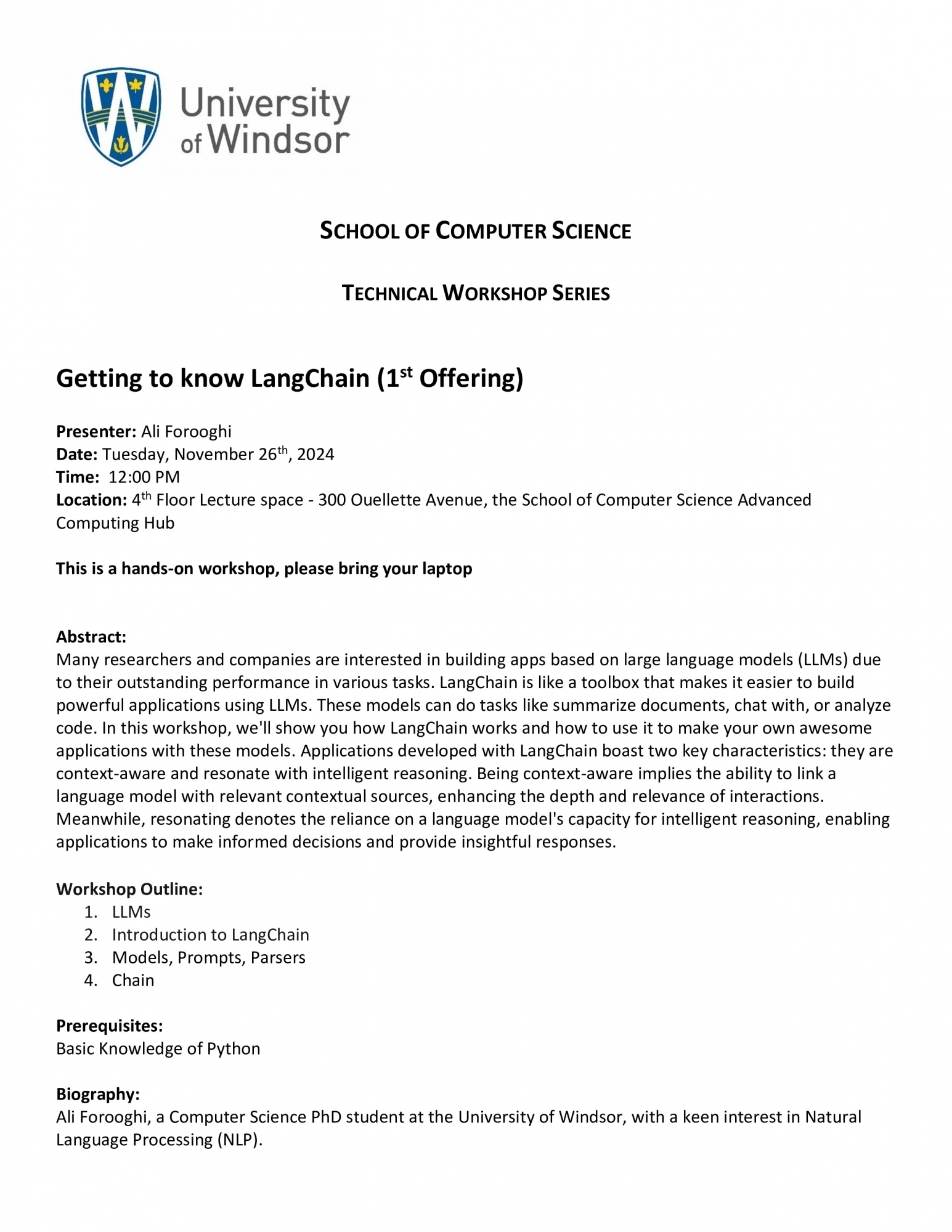 Technical Workshop - Getting to know LangChain (1st Offering) by: Ali ...