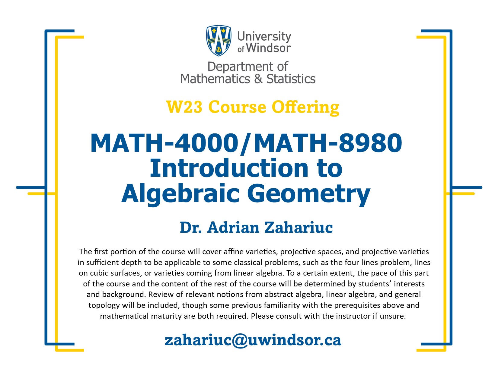 Current and Next Term Course Offerings | Department of Mathematics and ...