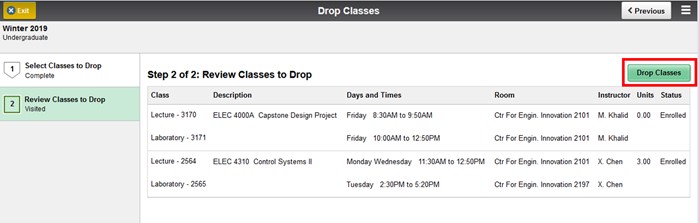 ask.UWindsor - How do I drop a course on UWinsite Student?