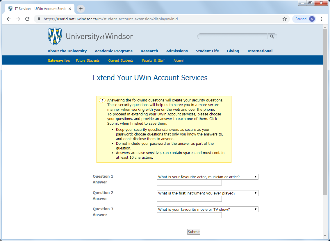 ask.UWindsor - How do I extend my UWin Account?
